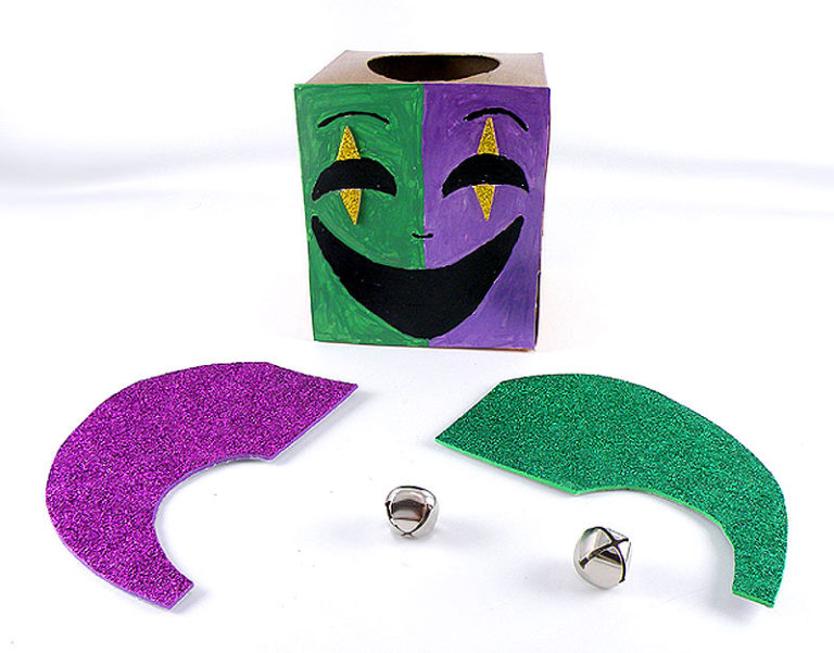 Mardi Gras Comedy and Tragedy Masks DIY from Tissue Boxes - Gina Tepper
