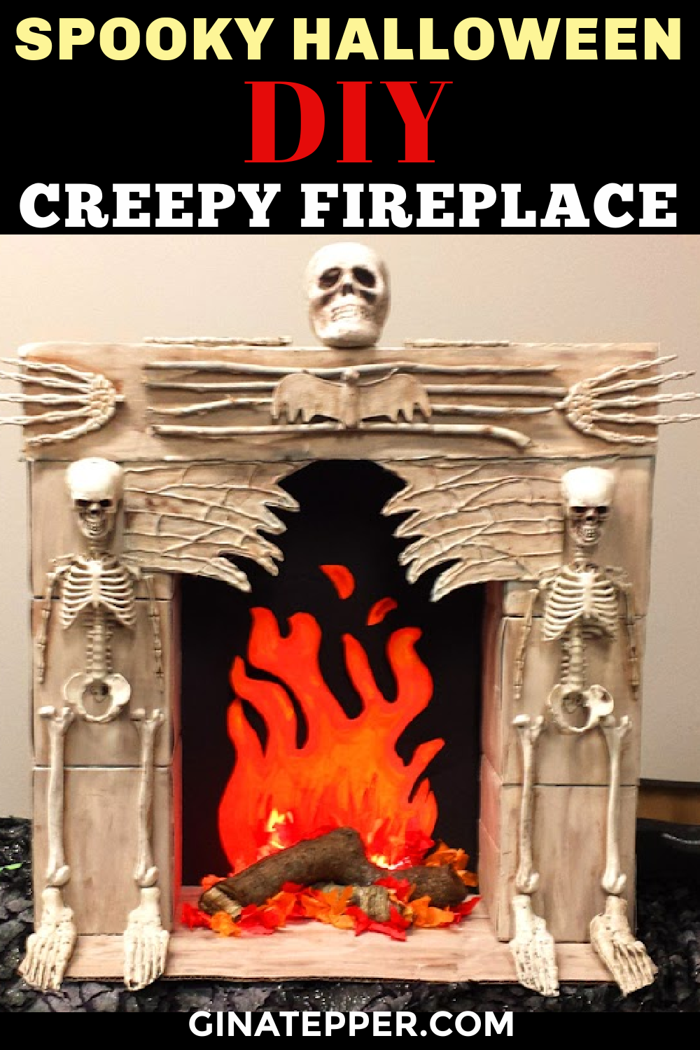 DIY Halloween Decorations - Creepy Fireplace - Gina Tepper